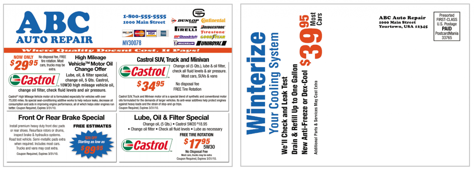 Auto Repair Marketing — Auto Service Postcards