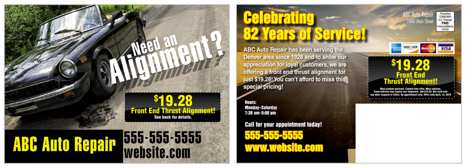 Auto Repair Marketing — Auto Service Postcards