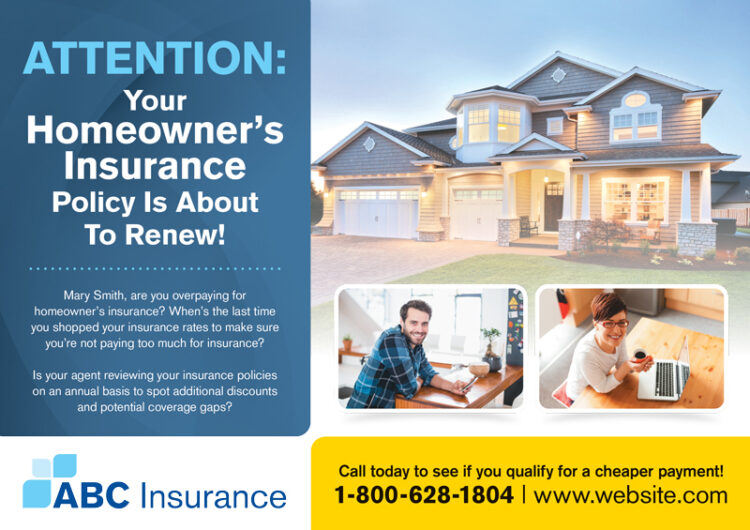Insurance Postcards/Insurance Direct Mail for Insurance Broker Advertising