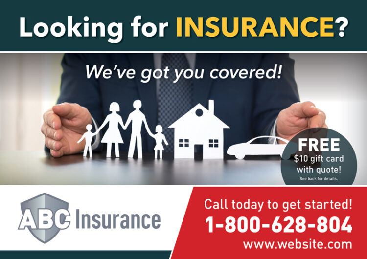 Insurance Postcards/Insurance Direct Mail for Insurance Broker Advertising