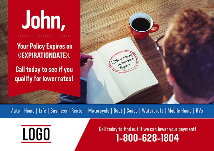 Insurance Postcards/Insurance Direct Mail for Insurance Broker Advertising