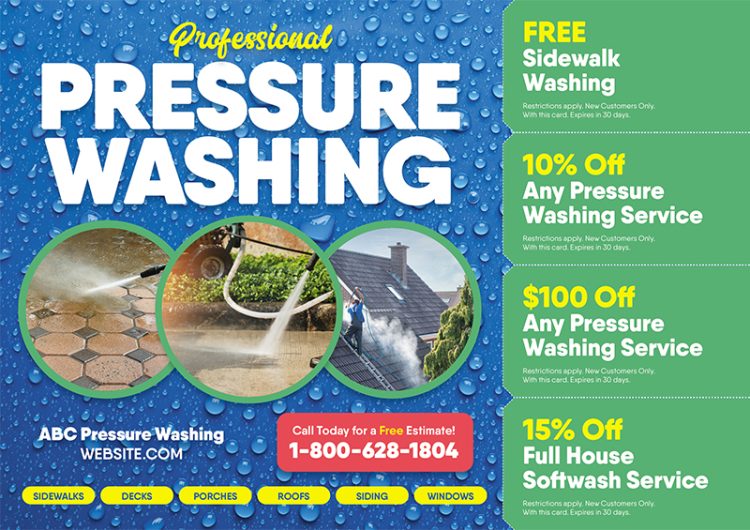 6 Brilliant Window Washing Pressure Cleaning Direct Mail Postcard 